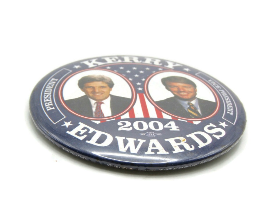 2004 Kerry Edwards Pin Presidential Election Pin Portraits Blue ...