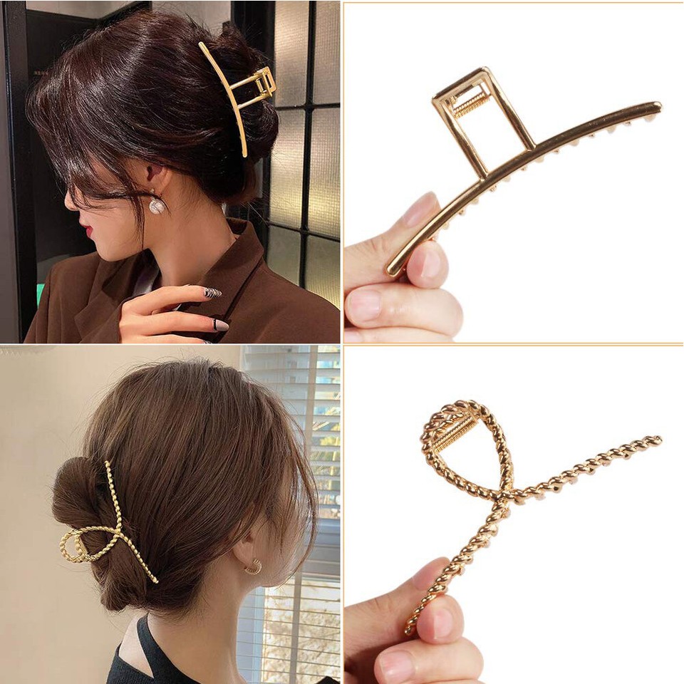 US 5 Pack Metal Jumbo Hair Claw Clip Large Strong Hold for Thick Hair ...