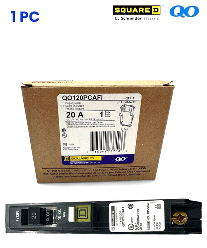 1 PC circuit breaker Square D QO120PCAFI 20 Amp Plug-on Neutral CAFI ...