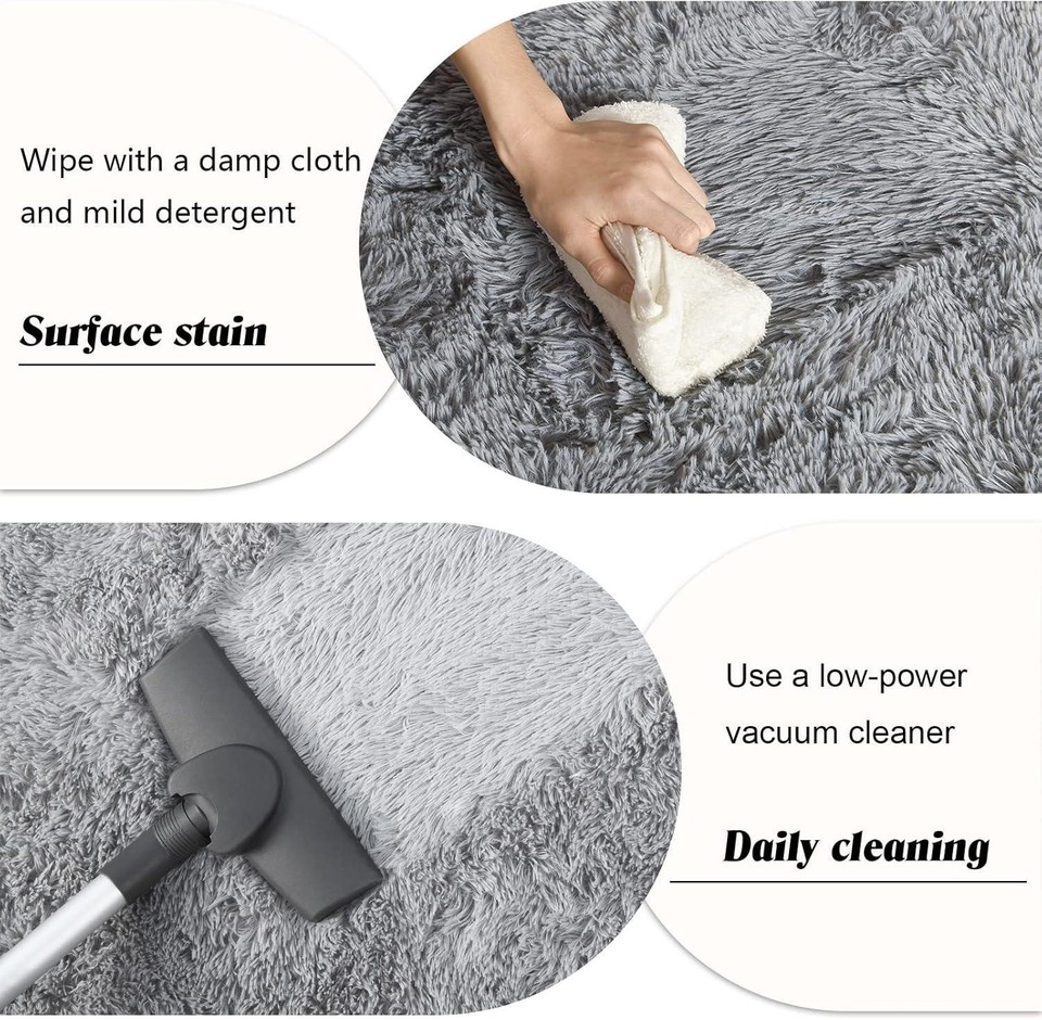Fluffy Machine Washable 4x6 Grey Shag Rug - Perfect for Bedroom ...