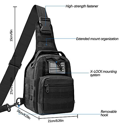 Tactical Sling Bag Crossbody Military Shoulder Molle Chest Pack Black ...
