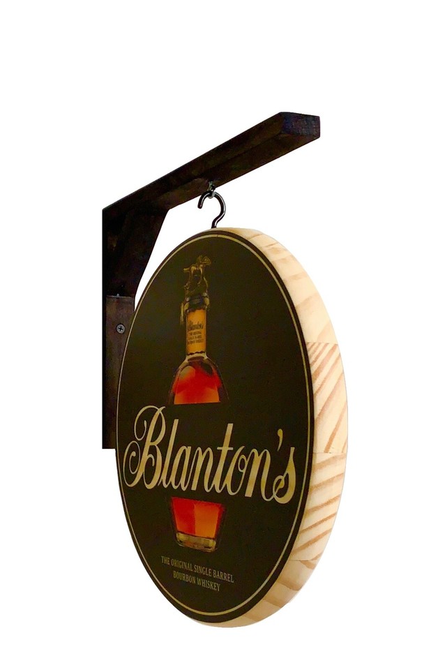 Bourbon Pub Sign - Blanton's 12 in. diam. 2 sided wall sign - bracket ...