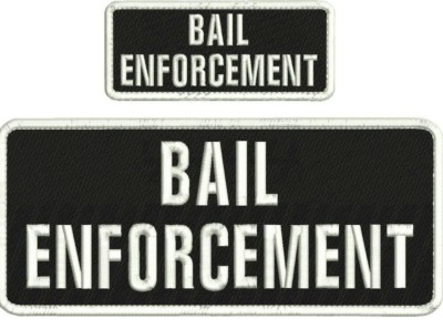 Bail Enforcement embroidery patches 4x10 and 2x5 hook letters White | eBay