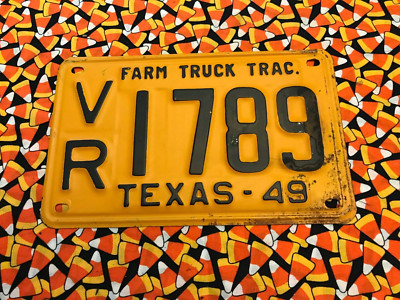 1949 TEXAS FARM TRUCK TRACTOR LICENSE PLATE VR1789 | eBay