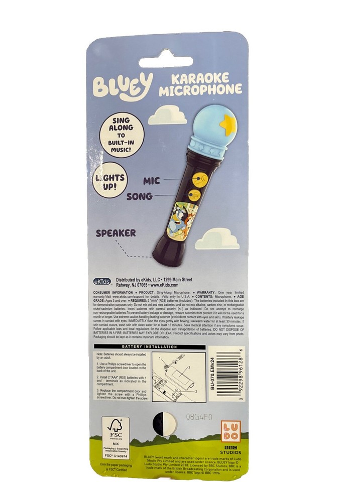 Bluey Karaoke Microphone Toy, Includes Built-in Music and Lights NWT | eBay