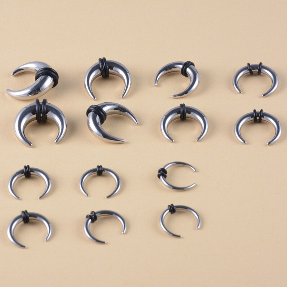 1PC 2G-16G Buffalo Horn Nose Piercing Stainless Steel Septum Ring Punk ...