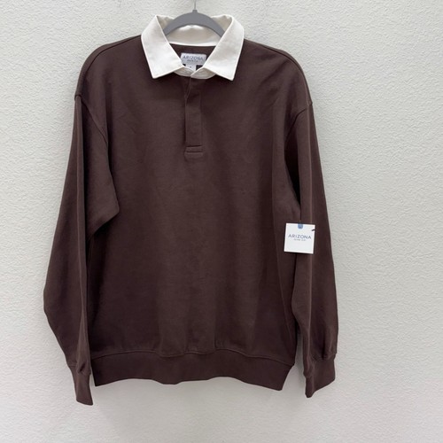 Arizona Jean Co Brown Rugby Polo Collared Long Sleeve Shirt Mens size ...