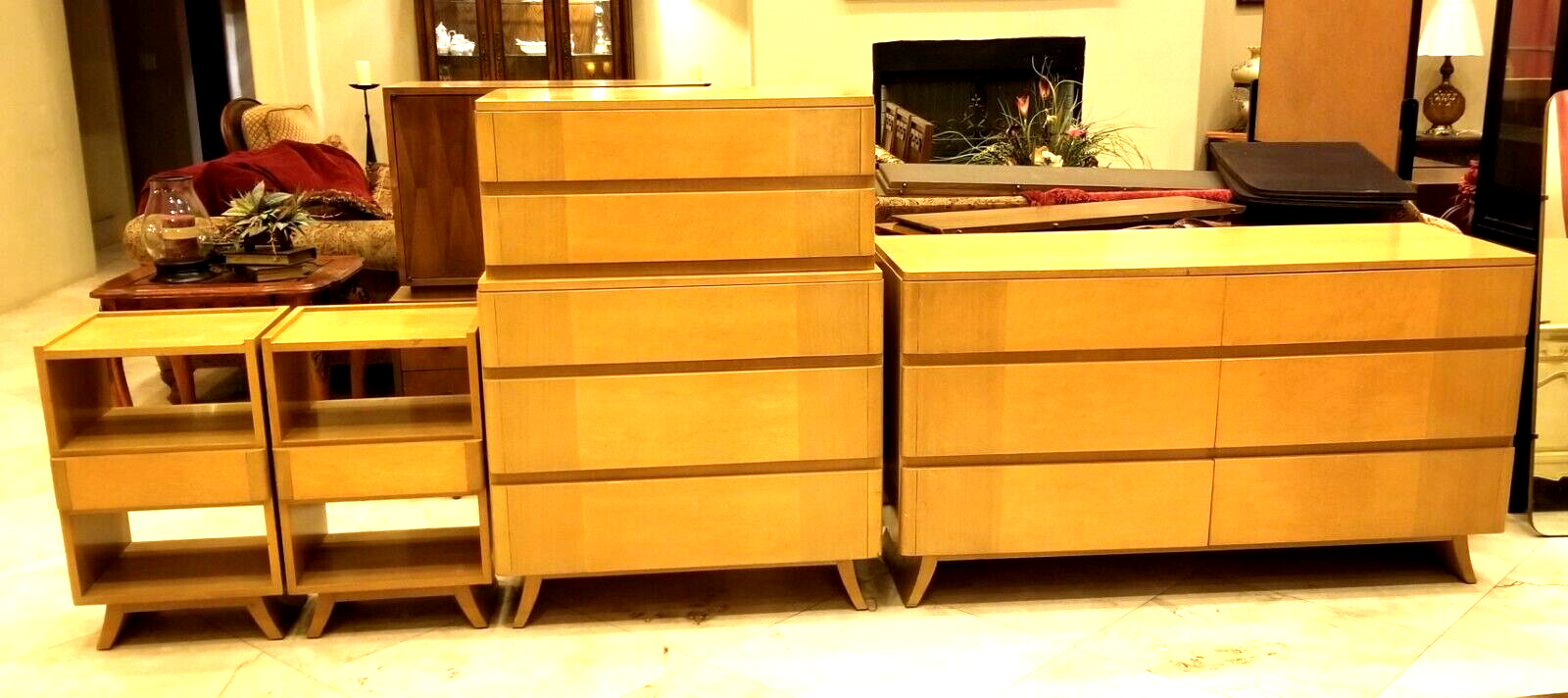 7 Rway Bedroom Mid Century Modern Dresser Tall Boy Night Stand + Eliel ...