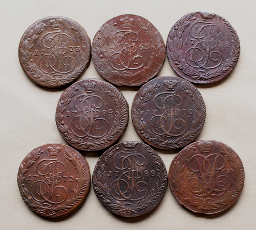 LOT 8 COINS 5 KOPEKS 1773, 1788, 1761, 1784, 1772, 1763 EM Catherine II №28-1 | eBay