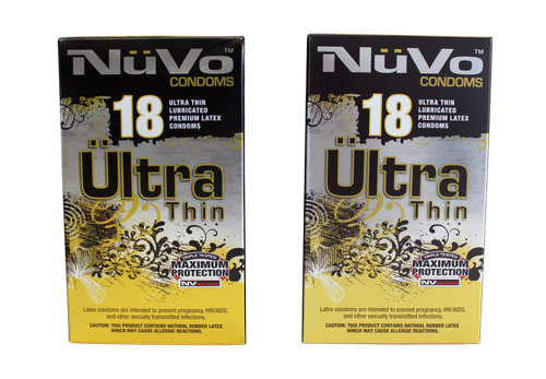 2 Packs Nuvo Condoms Ultra Thin Lubricated 18's, - 36 Count Total July ...
