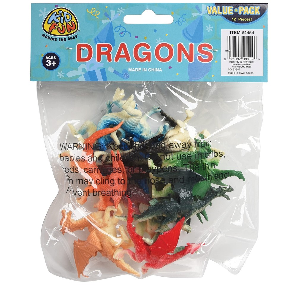 U.S. Toy Assorted Color and Design Mini Dragon Action Figures (12), 36 ...
