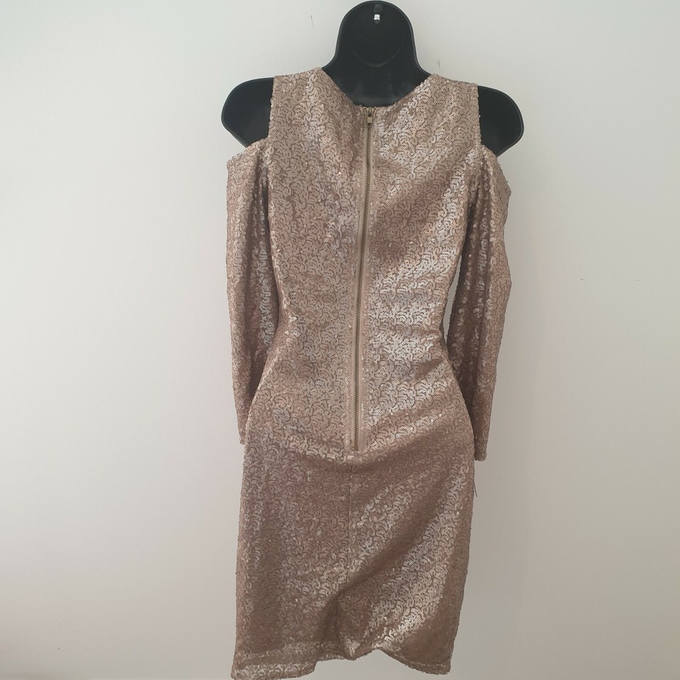 Boohoo Sequin Bodycon Mini Dress Prom Party Size 8 - GOLD - Cold ...