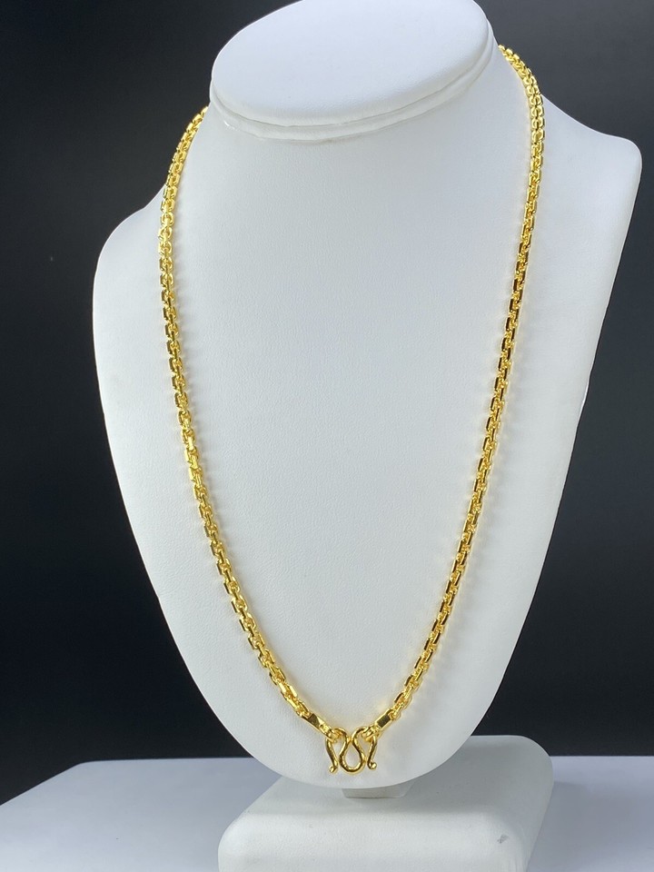 9999 24k Solid Gold anchor link chain necklace 60 Gram 22” 4mm Width | eBay