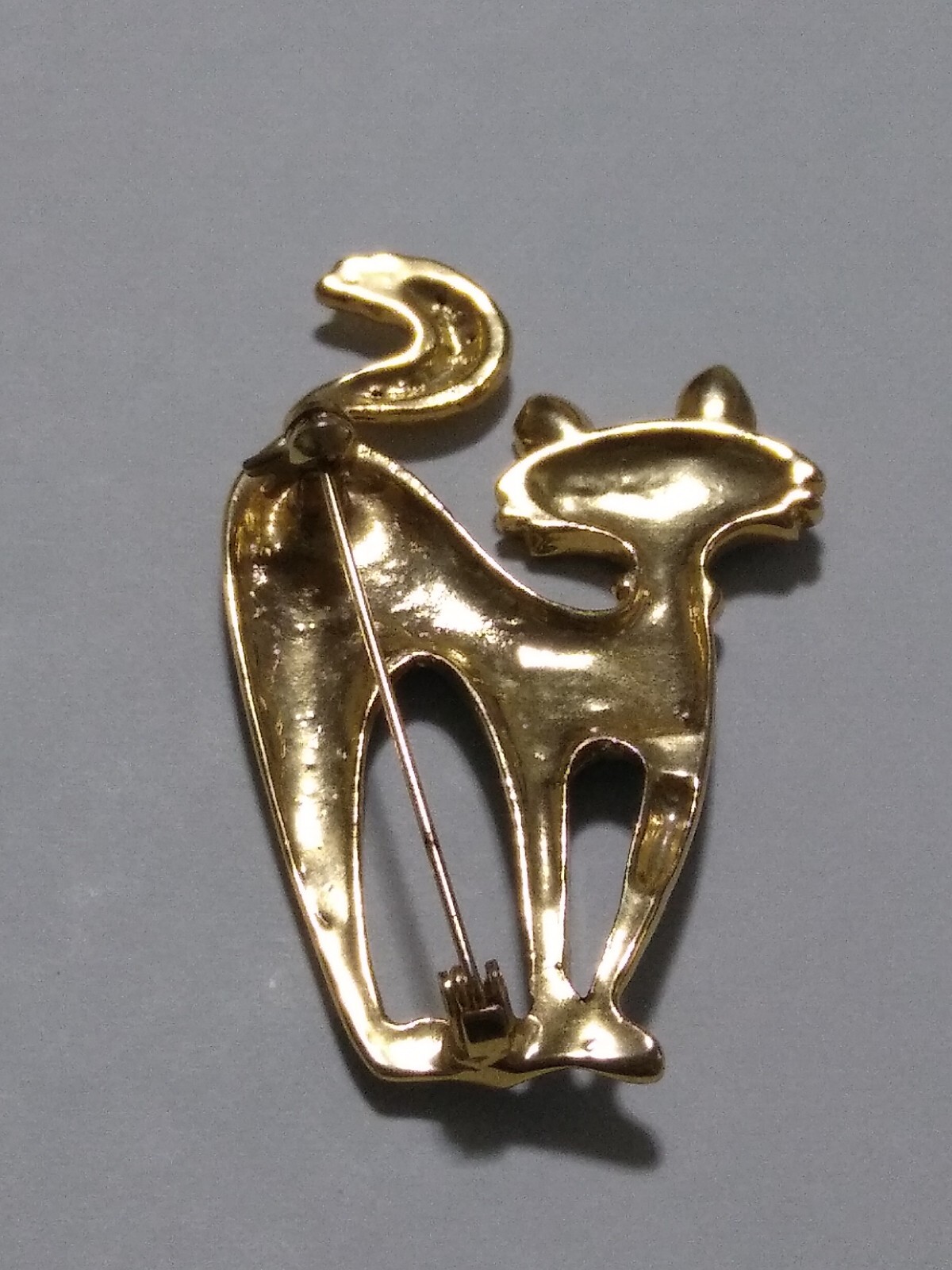 VTG SASSY GLAM ENAMEL Black MCM Hump Back Cat RHINESTONES BROOCH | eBay