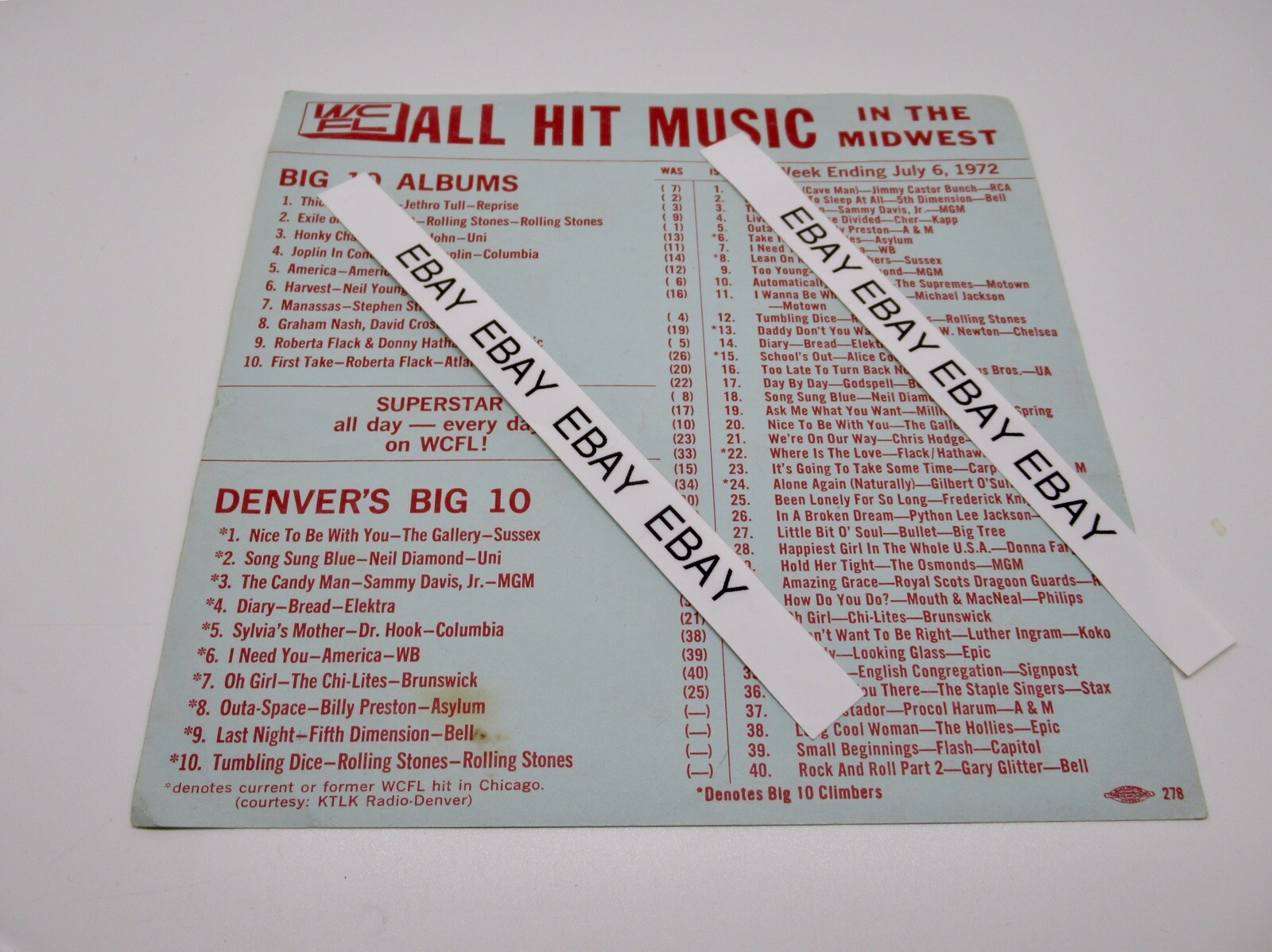 WCFL Chicago July 6,1972 Radio Top 40 Radio ALL HIT MUSIC #1 Troglodyte ...