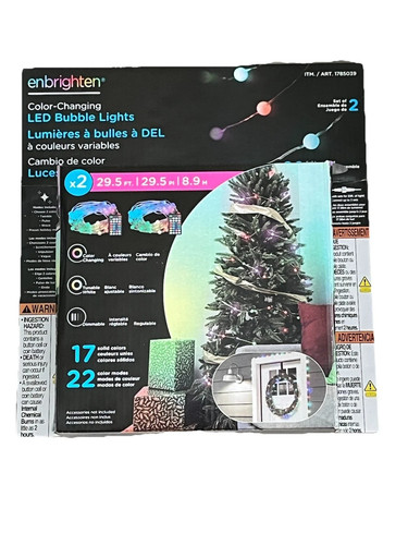 Enbrighten LED Color Changing Bubble Lights 2x29.5ft w/Remote 180 Bulbs ...