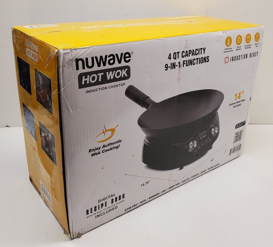 Nuwave Induction Hot Wok with 14" Carbon Steel Wok, Glass Lid | eBay