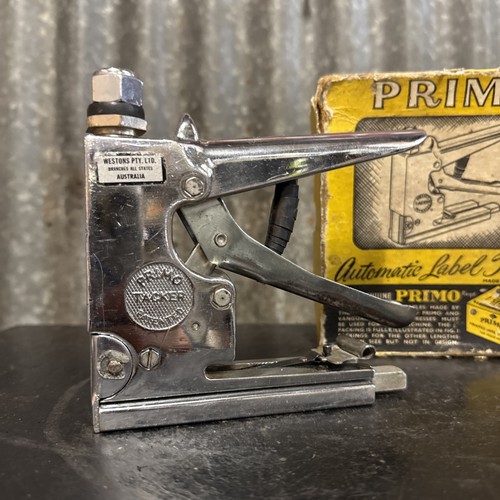 Primo Automatic Label Tacker Vintage in Box, Stapler | eBay Australia
