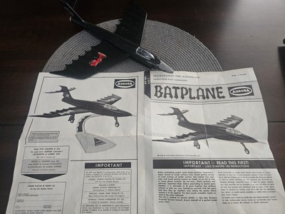 THE BATPLANE AURORA MODEL KIT PARTIALLY ASSEMBLED NEAR COMP LOOSE 1966 ...