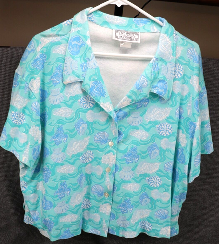 Key West Hand Printed Fashions Colorful Tropical Hawaiian Shells Shirt ...