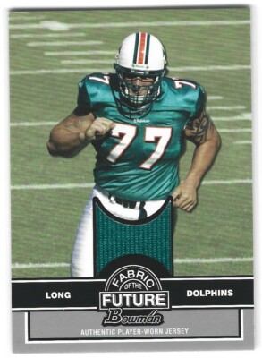 JAKE LONG 2008 BOWMAN FABRIC OF THE FUTURE ROOKIE JERSEY DOLPHINS ...