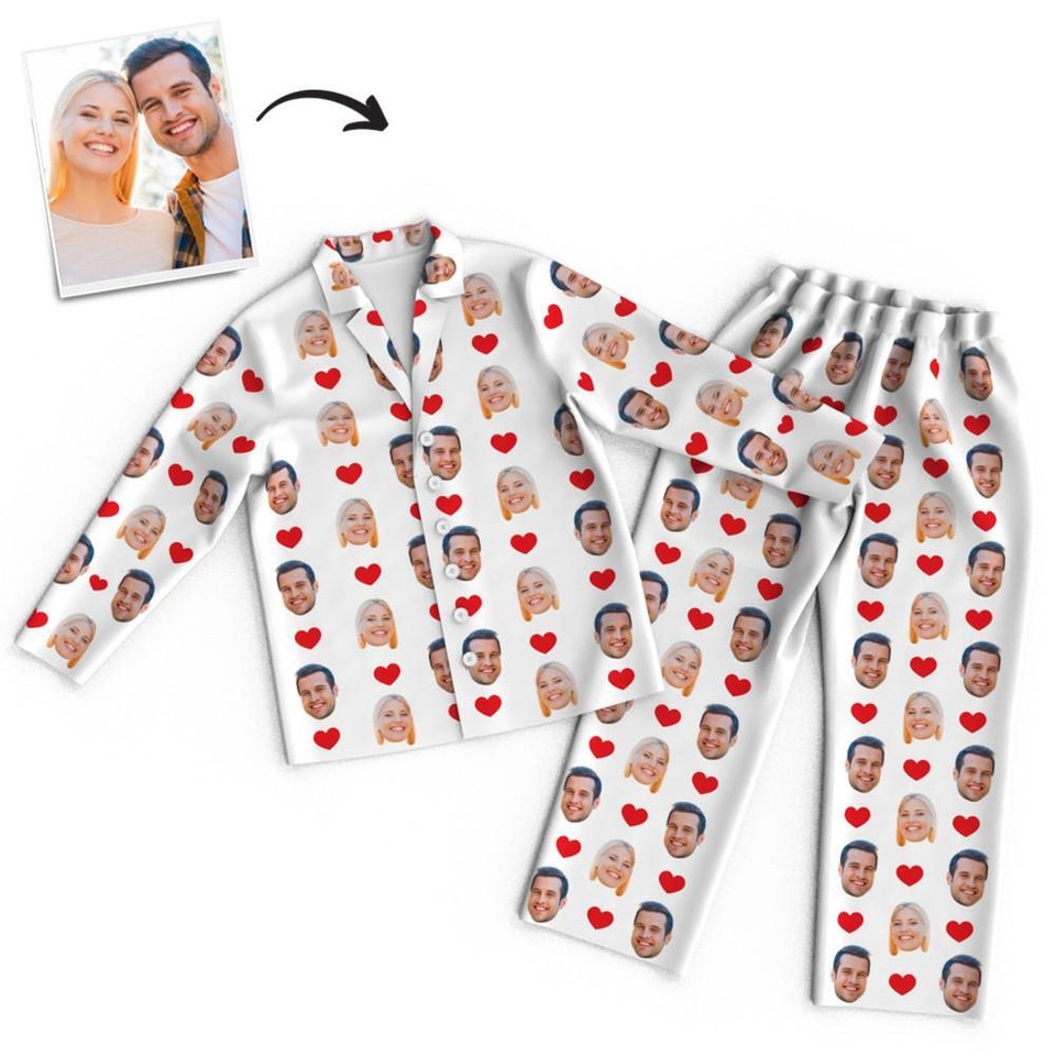 Custom Face Pyjamas Couple Face Personalised Long Sleeve Winter - AU ...