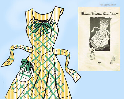 1940s Vintage Marian Martin Pattern 9439 Stunning Uncut Misses Apron Sz ...
