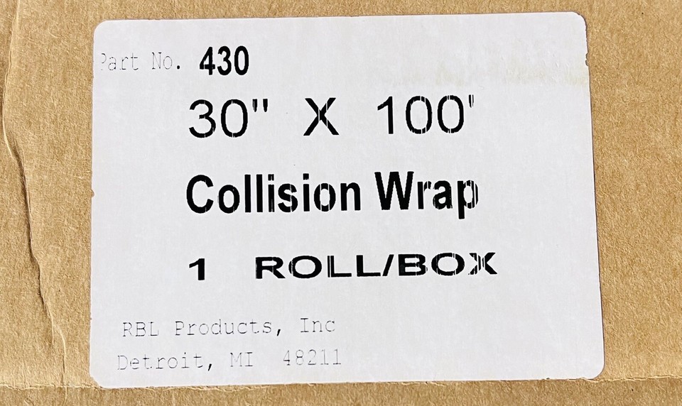 RBL Continuous Roll Self-Adhering Collision Wrap - 30" x 100' x 3mil ...