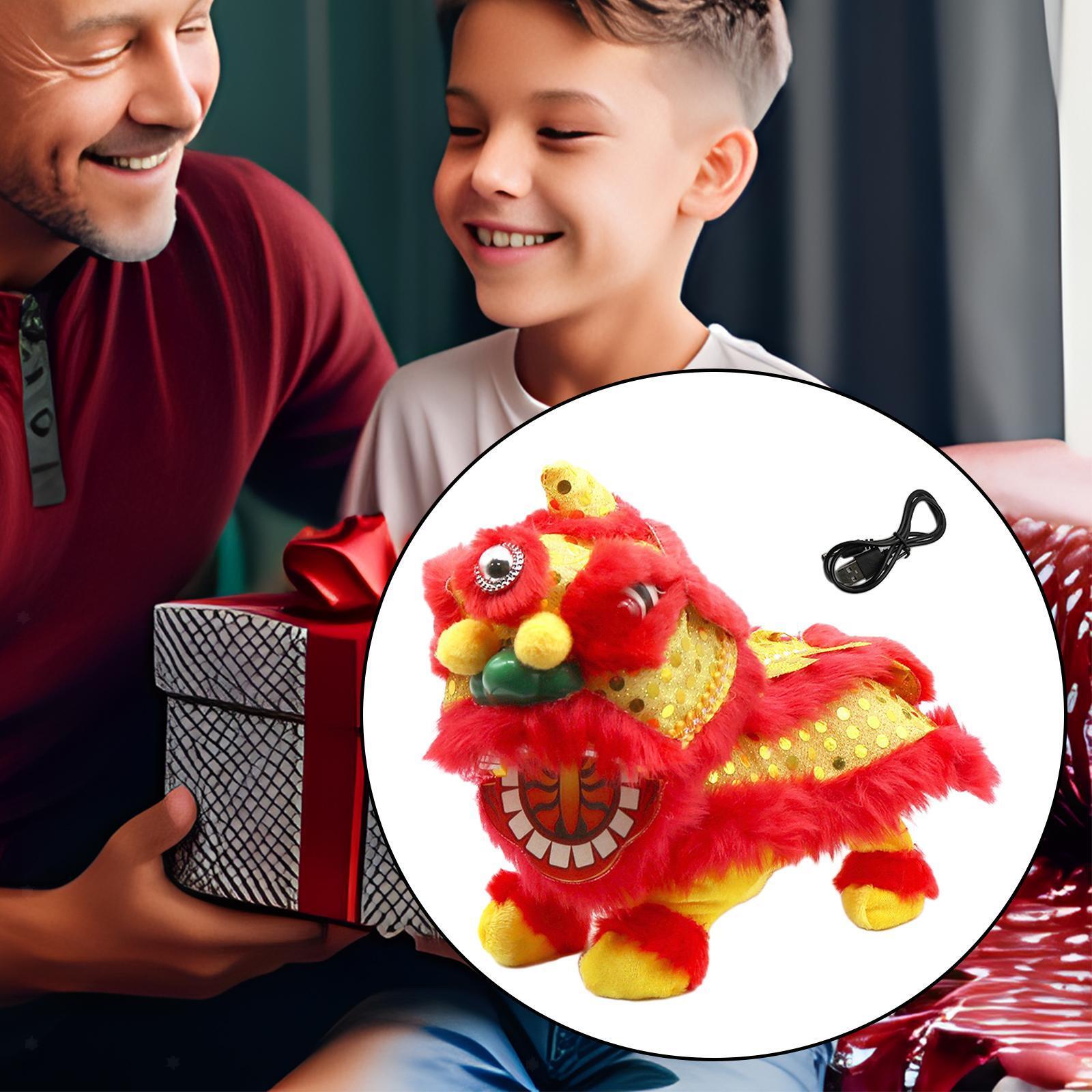 Electric Lion Dance Toy Red Singing and Walking Lion Toy for Girls ...