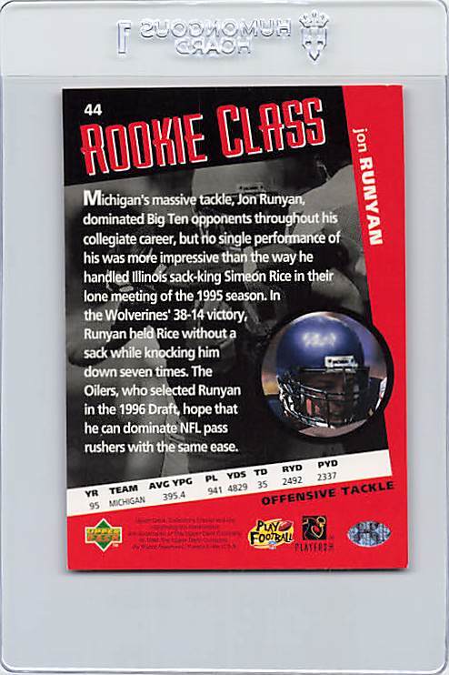 1996 UD Collector's Choice #44 Jon Runyan Oilers Signed Auto *K7848 | eBay