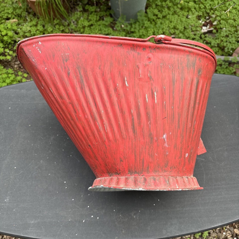 Rustic Galvanized Coal Bucket Red With Eagle 4th Of July Excellent 4 ...