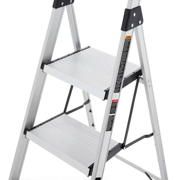 4 .5 ft. Aluminum Dual Platform Ladder with Project Bucket , 250 lbs ...