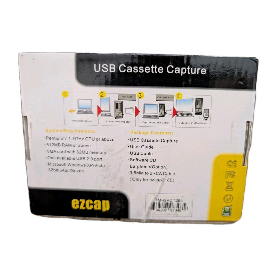 EzCap Cassette Player USB Cassette Tape to MP3 CD Converter Capture MP3 ...