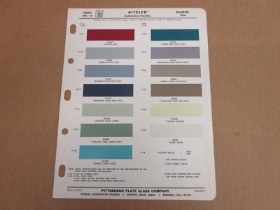 1966 Rambler car exterior paint color chip chart sheet sample | eBay