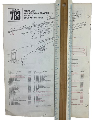 MARLIN M-782 & 783 Rifles Parts List & Exploded Views | eBay