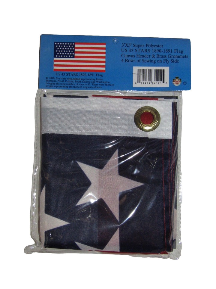 3x5 USA American 43 Star Linear 1890-1891 Historical Flag 3'x5' Banner ...