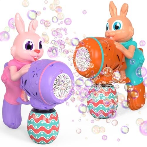 2pc Easter Bunny Bubble Machine Gun for Kids - Automatic Bubble Blaster ...