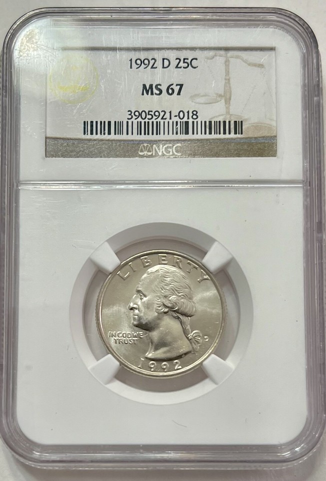 Washington Quarter 1992 D NGC MS 67 Uncirculated 25c Coin | eBay