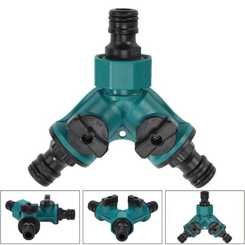 Hose Splitter Twin Tap Adapter Water Garden Pipe Divider Two Way ...