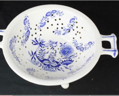 Rare Vintage Blue Onion Colander ceramic | eBay