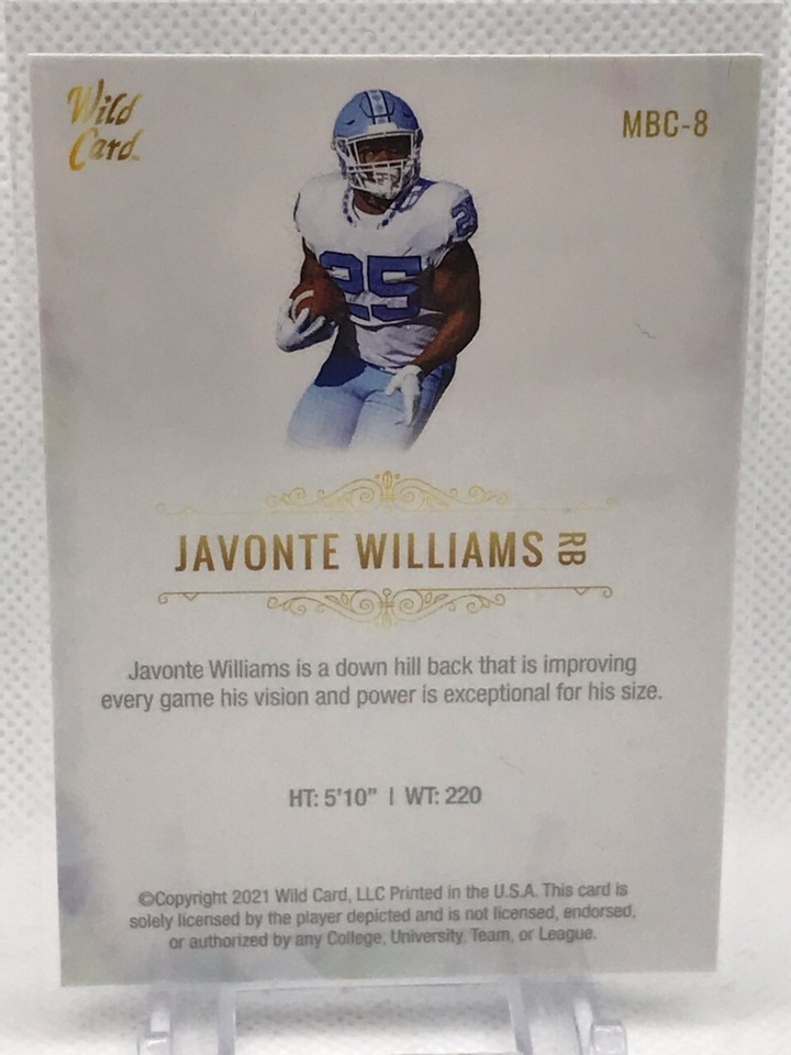 2021 Wild Card Javonte Williams WHITE MATTE RC ROOKIE CARD #MBC-8 | eBay