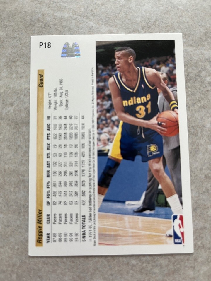 1992-93 Upper Deck Reggie Miller #P18 NBA Indiana Pacers | eBay