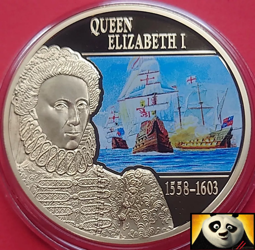 2015 Cook Islands $1 Dollar Queen Elizabeth I Spanish Armada Gold ...