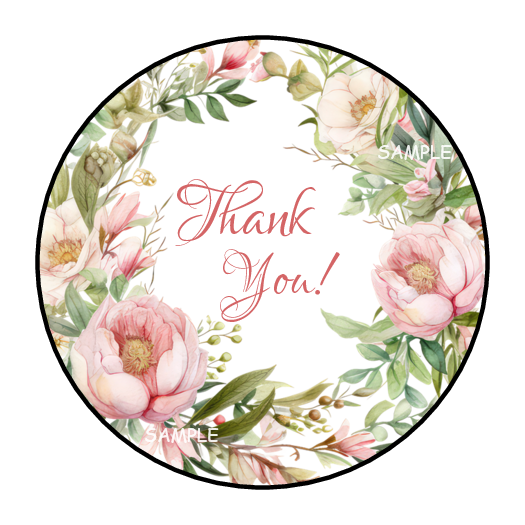 30 THANK YOU ROSES ENVELOPE SEALS STICKERS LABELS TAGS 1.5" ROUND ...