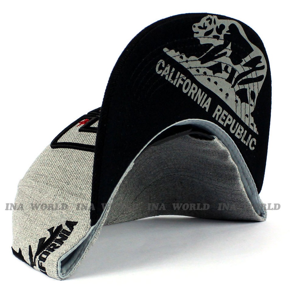 California Republic Hat Cap CALI Classic Bear Snapback Flat Bill ...