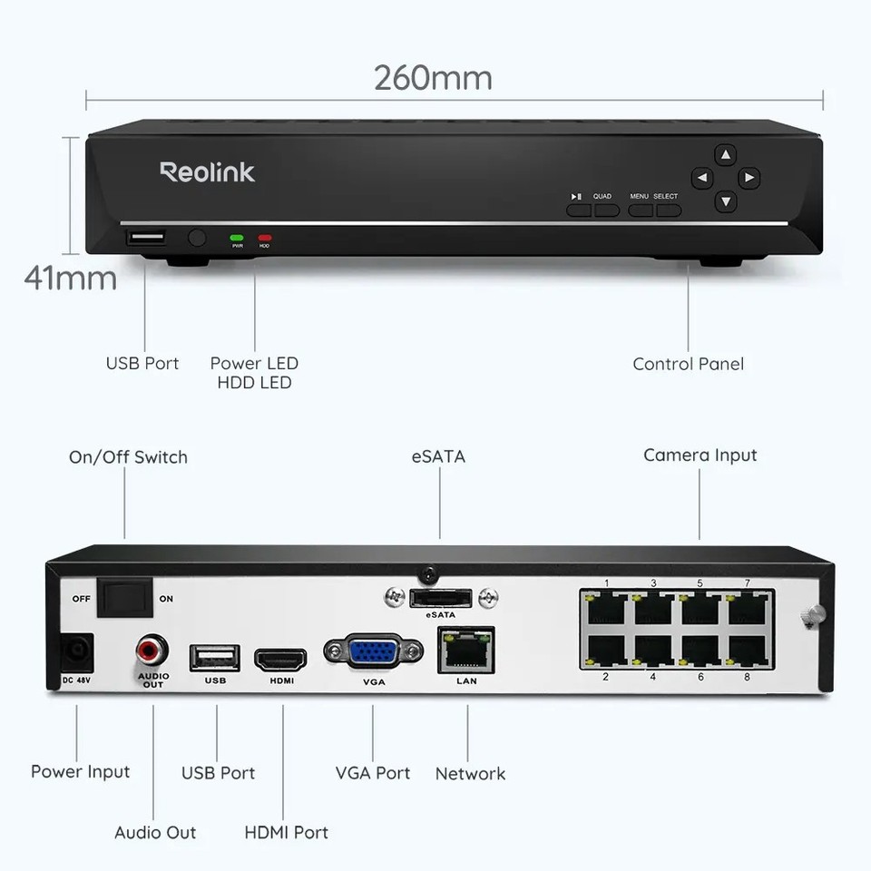 Reolink DIY 8CH PoE Security Camera System E1 Outdoor SE PoE 4K PoE IP ...
