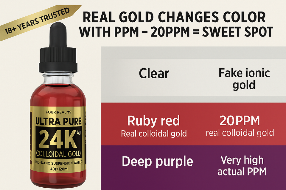 COLLOIDAL GOLD 24K Liquid Gold ORMUS MONATOMIC FourRealms MONATOMIC ...