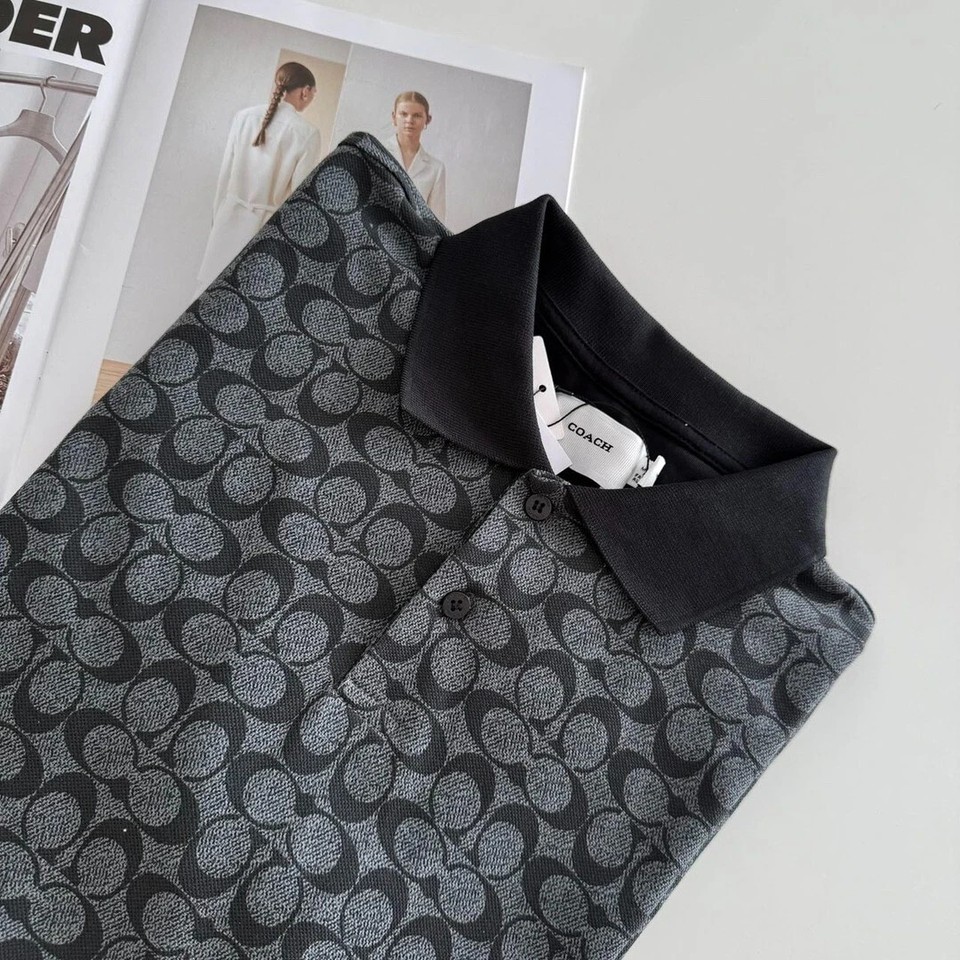 NWT COACH Men's Signature Black Full printed POLO T Shirt | eBay