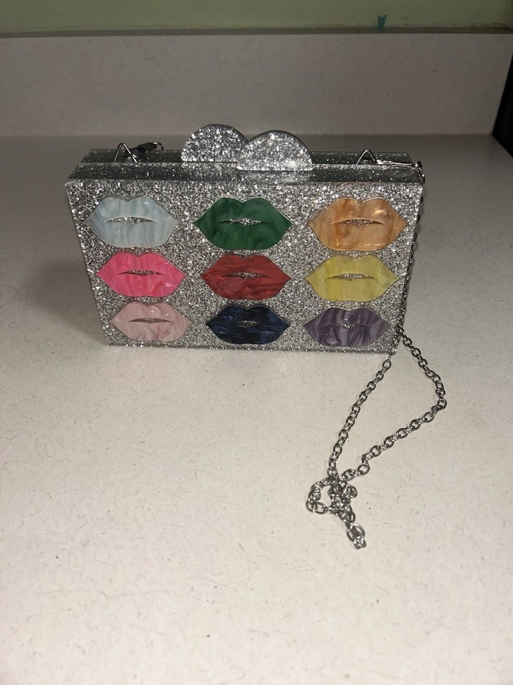 Elizabeth Sutton Collection Glitter Acrylic Lips Clutch | eBay