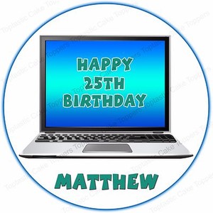 Personalised Laptop Computer Edible Icing Birthday Party Cake Topper | eBay